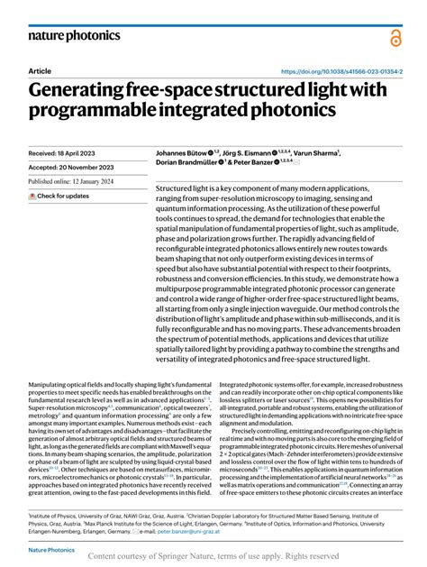 pdf generating free space structured light with programmable