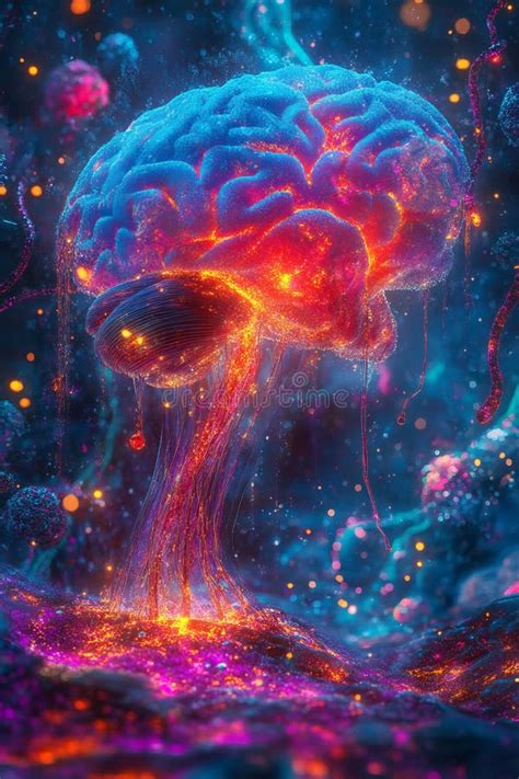 The Illuminated Mind A 3d Render Of The Human Brain With Glowing Neurons And Synapses Stock