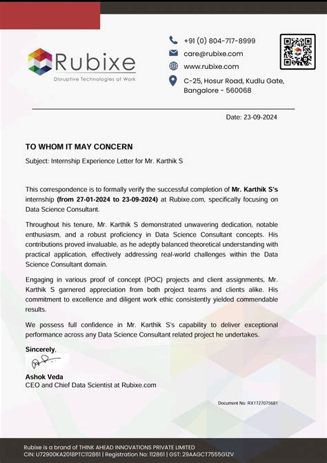 Datascience Internship Rubixe Ai Machinelearning Careergrowth Dataanalysis