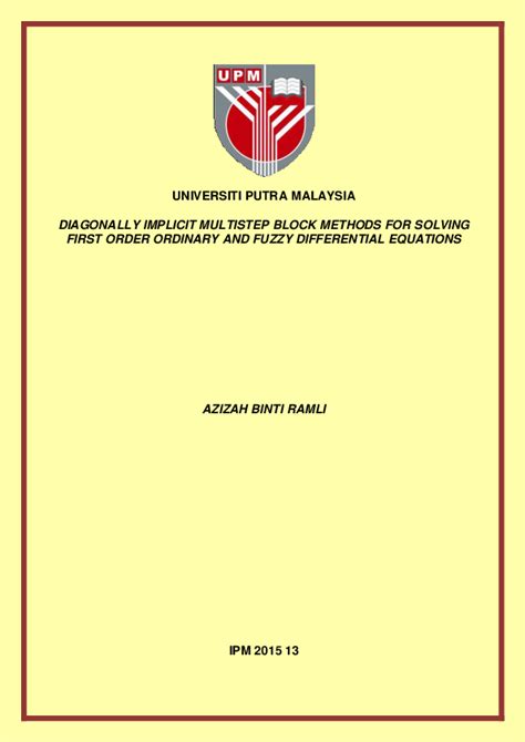 Pdf Diagonally Implicit Multistep Block Methods For Solving First