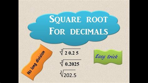 Square Root Of Decimal Numbers English Easy Trick