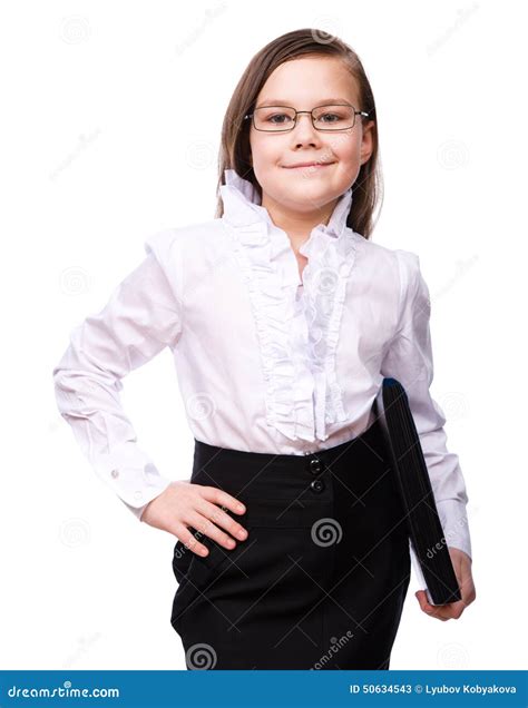 Girl In Business Suit Unbuttoned Her Blouse Royalty Free Stock