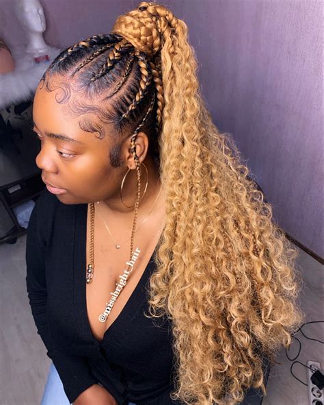 Stitch Braid On Natural Hair ️🦋 Cornrow Ponytail Cornrows Natural