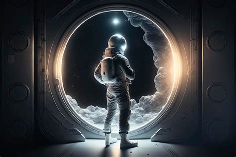 Astronauta Observando El Universo Desde Su Nave Espacial Generative Ai