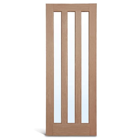 3 Panel Glass Oak Panel Door Oupai