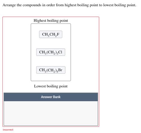Solved Arrange The Compounds In Order From Highest Boiling Chegg