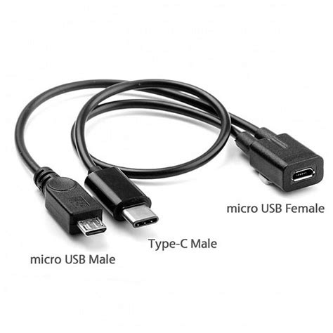 FVH Micro USB Female To USB C Type C USB 3 1 Micro USB Male Splitter