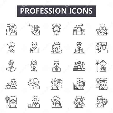 Línea Iconos Muestras Sistema Del Vector Concepto De La Profesión