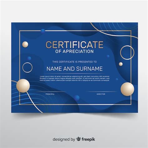 추상적 인 형태와 현대 인증서 템플릿 무료 벡터