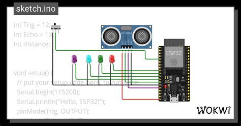 Task Ultrasonic Sensor With Switch Wokwi ESP32 STM32 Arduino Simulator