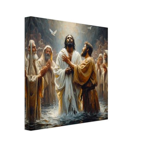Baptisms Of Black Jesus Canvas Art Brown Skin Jesus Wall Art