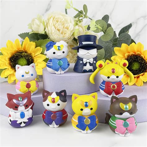 Sailor Moon Cat Cosplay Cute Figures 8pcs Linoos