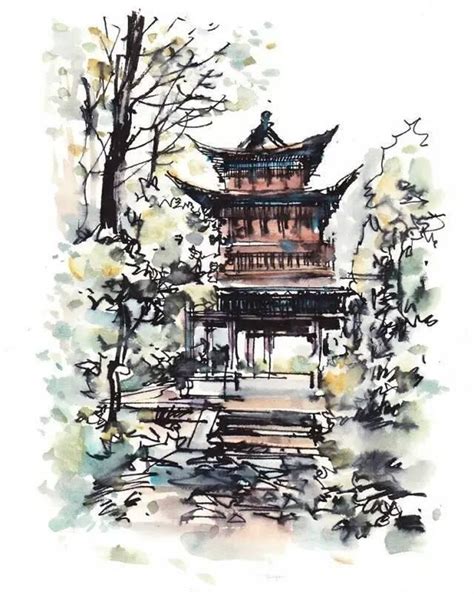 色彩風景手繪蘇州園林作品分享 每日頭條