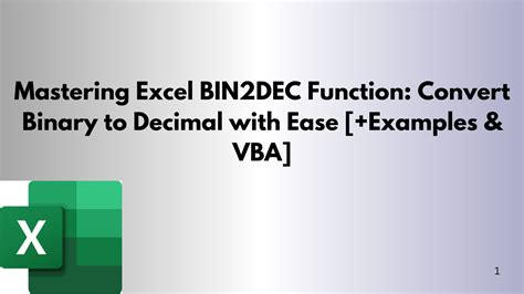 Mastering Excel Bin Dec Function Convert Binary To Decimal With Ease