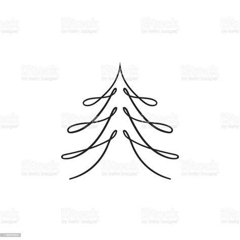 Pohon Natal Doodle Pohon Pinus Sketsa Pohon Gambar Dekorasi Liburan