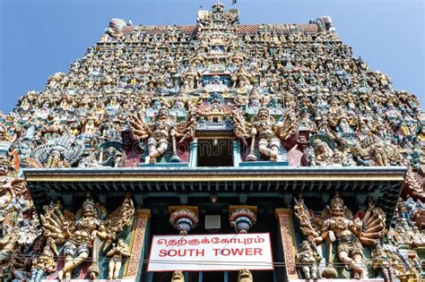 Colorful Sculpted Tower Of The Hindu Meenakshi Amman Temple In Madurai