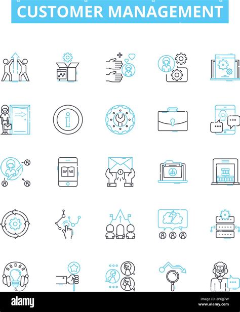 Customer Management Vector Line Icons Set Customer Management Crm