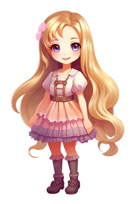 Premium Ai Image An Anime Girl With Long Blonde Hair And A Pink Dress