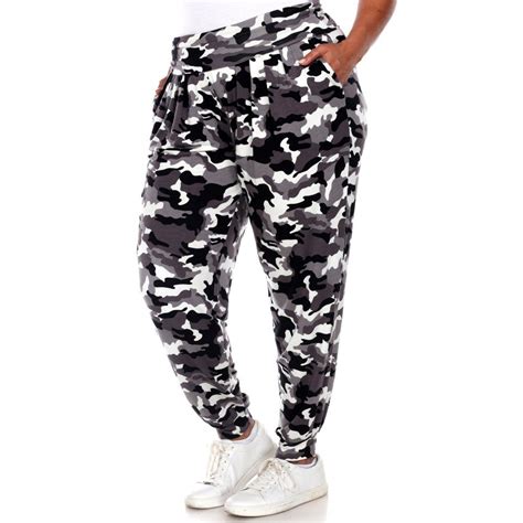 Plus Size Camo Harem Pants Black X White Mark