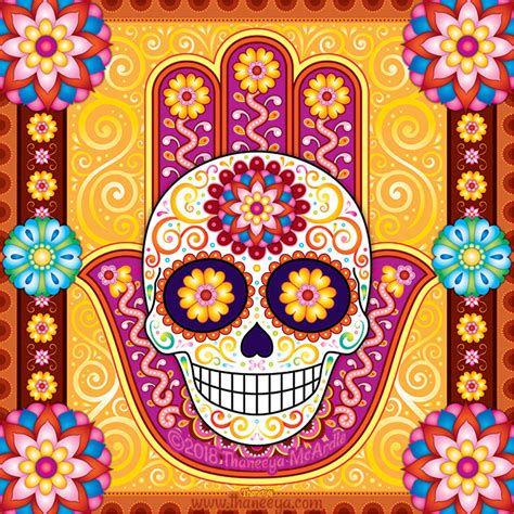 Sugar Skull Art Colorful Day Of The Dead Art By Thaneeya Mcardle