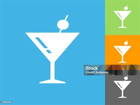 파란색 배경에 마티니 칵테일 플랫 아이콘 유리 재료에 대한 스톡 벡터 아트 및 기타 이미지 유리 재료 유리잔 파란색 Istock