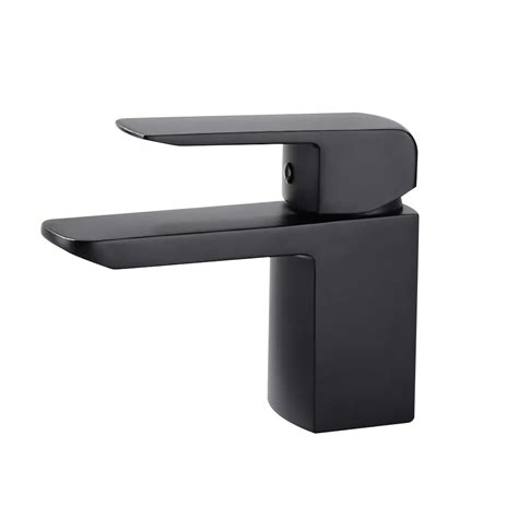 Stylish Minimalist Monobloc Lever Handle Waterfall Bathroom Basin Tap In Matte Black