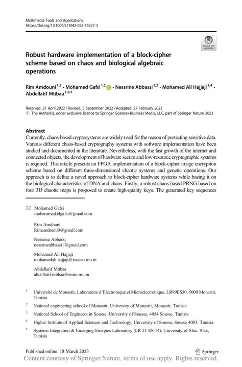 Robust Hardware Implementation Of A Block Cipher Scheme Based On Chaos