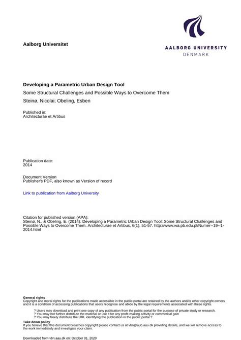 Pdf Aalborg Universitet Developing A Parametric Urban Design Tool