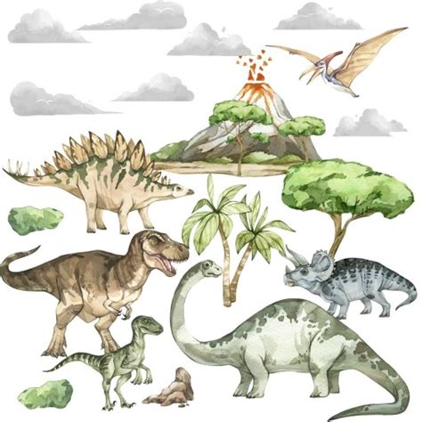 NAKLEJKI NA ŚCIANĘ DINOZAURY ZESTAW XL DUŻE NAKLEJKI ŚCIENNE DLA DZIECI