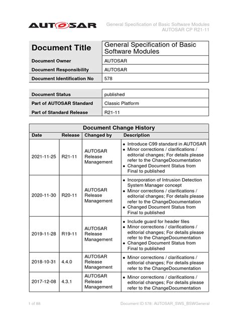 Autosar Sws Bswgeneral Pdf Specification Technical Standard Modular Programming
