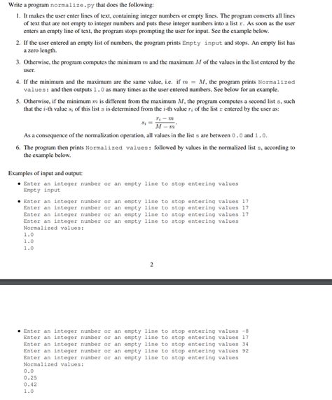 Solved Write A Program Normalizepy That Does The Following