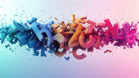 Creative Typography Background Featuring Floating 3d Letters And Abstract Forms With A Soft