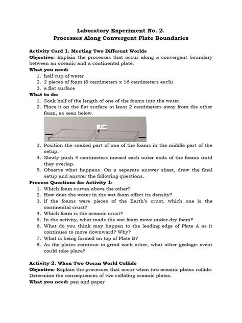 Laboratory Experiment No 2 Processes Along Plate Boundaries Pdf