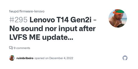 Lenovo T14 Gen2i No Sound Nor Input After LVFS ME Update Ubuntu 20