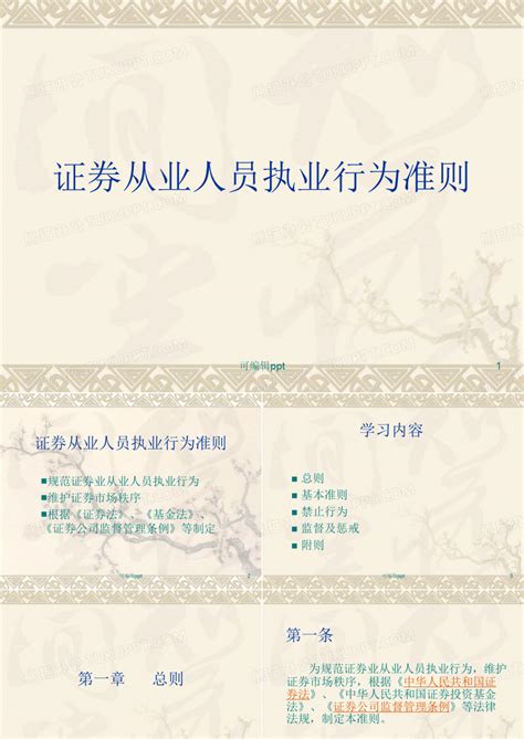 证券从业人员执业行为准则ppt模板下载编号qbpnjype熊猫办公