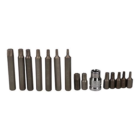 15pc Deep And Shallow Torx Star T20 T55 Bit Set 12 Dr Male 30mm And 75mm