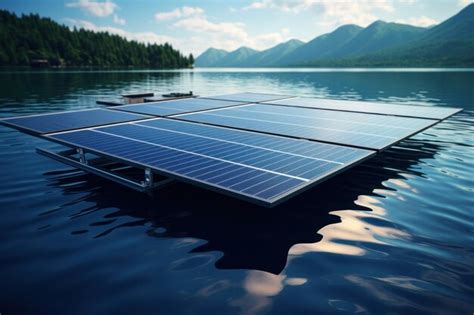 Premium Ai Image Floating Solar Panels Concept Of Green Energy Generative Ai