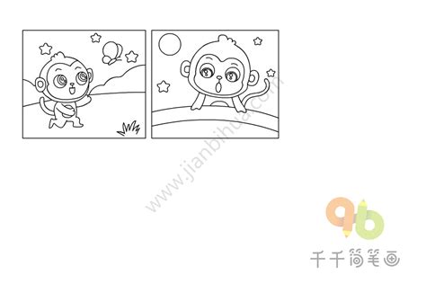 猴子捞月故事简笔画 情景故事