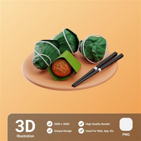 Premium Psd Asian Food Zong Zi 3d Illustration