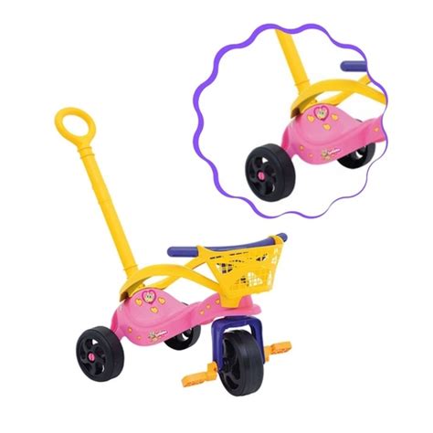 Triciclo Infantil Fofinha Com Empurrador Proteção E Cestinha Xalingo
