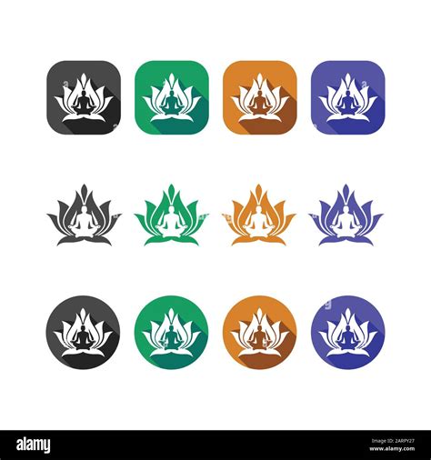 Yoga Logo Design Human Meditation In Lotus Flower Vector Illustration