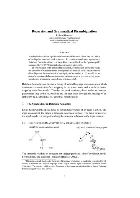 Pdf Recursion And Grammatical Disambiguation