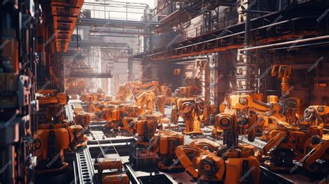 Premium Ai Image Automation Of Factories With Robots Generative Ai