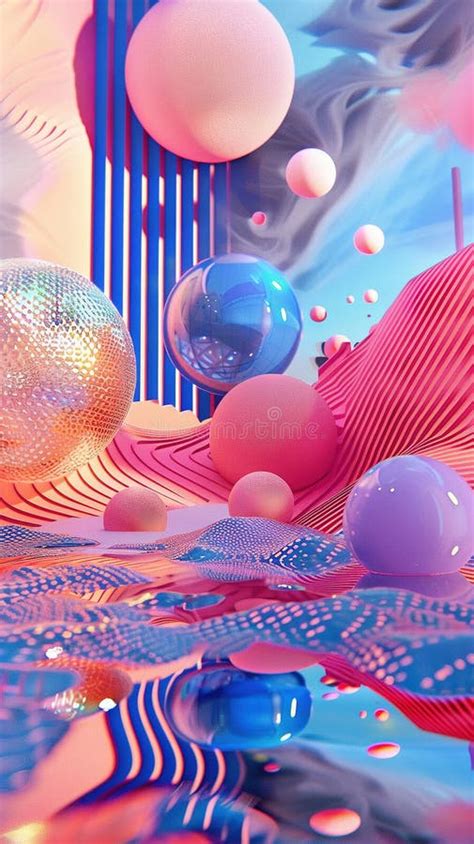 Abstract 3d Art With Vibrant Colors And Geometric Shapes Dynamic Dimensions Stock Illustration