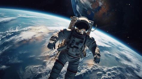 Астронавт в космосе на фоне планеты Земля