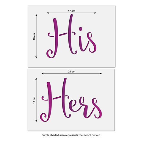His Hers Stencils A4 Size Script Style Words Stencil By Etsy