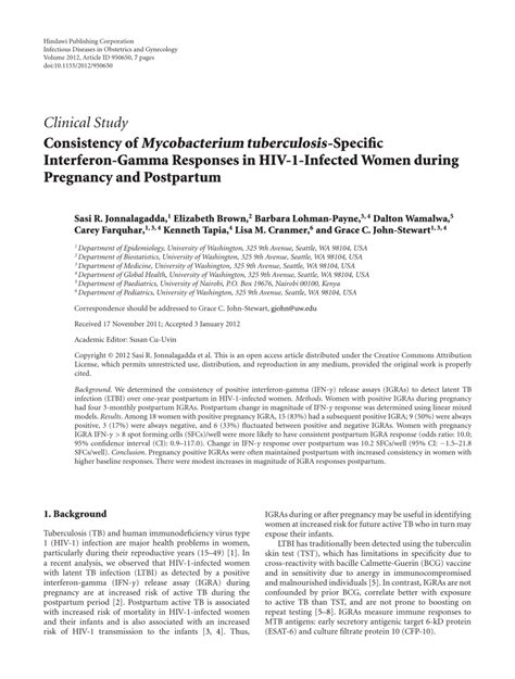 Pdf Consistency Of Mycobacterium Tuberculosis Specific Interferon