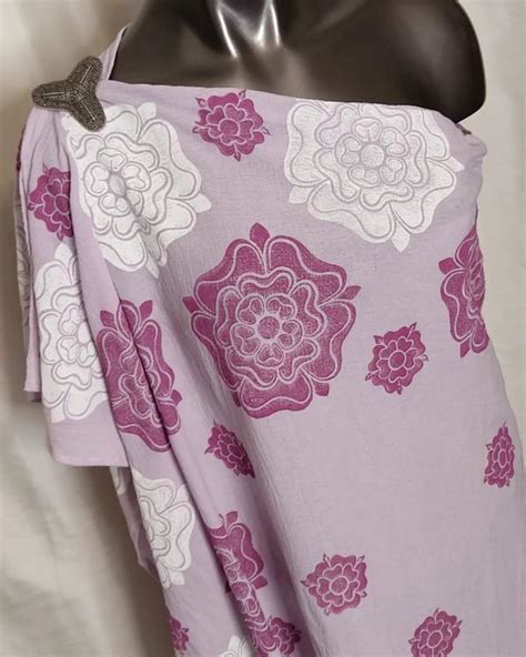 Scarf Sarong Wrap With 16th Century Tudor Rose Print Purple