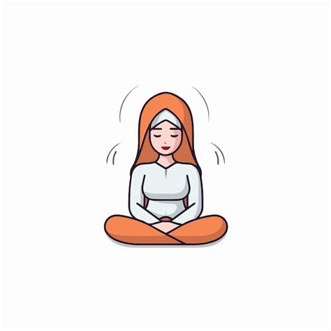 Premium Vector A Woman In A Red Dress Sits In A Lotus Position With