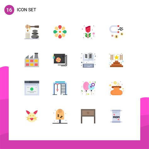 Stock Vector Icon Pack Of 16 Line Signs And Symbols For Factory Magnet